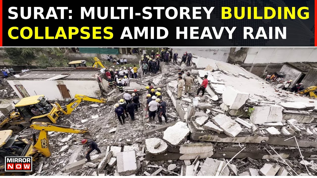 Surat Building Collapse: One Dead, Many Trapped as Heavy Rains Hinder ...