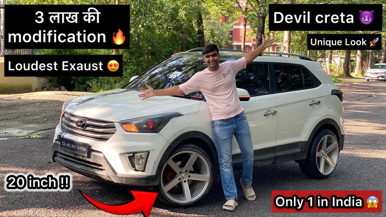 😱20inch Alloy 🛞 in Creta🔥 Loudest Exaust 🚀 pops and bangs😱 Modified Devil Creta 😈 Only 1 in ...