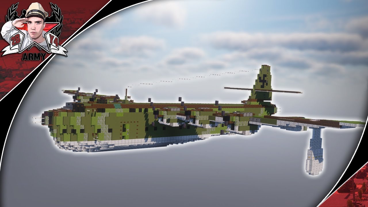 Minecraft: WW2 BV 238 | Flying Boat Tutorial (In-Flight + Landed ...
