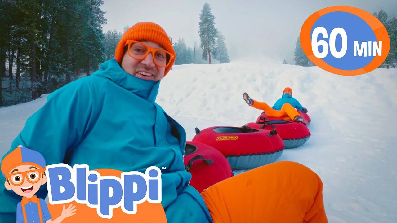 Tubing Down the Snowy Mountain | Blippi | Funny Cartoons & Songs for ...