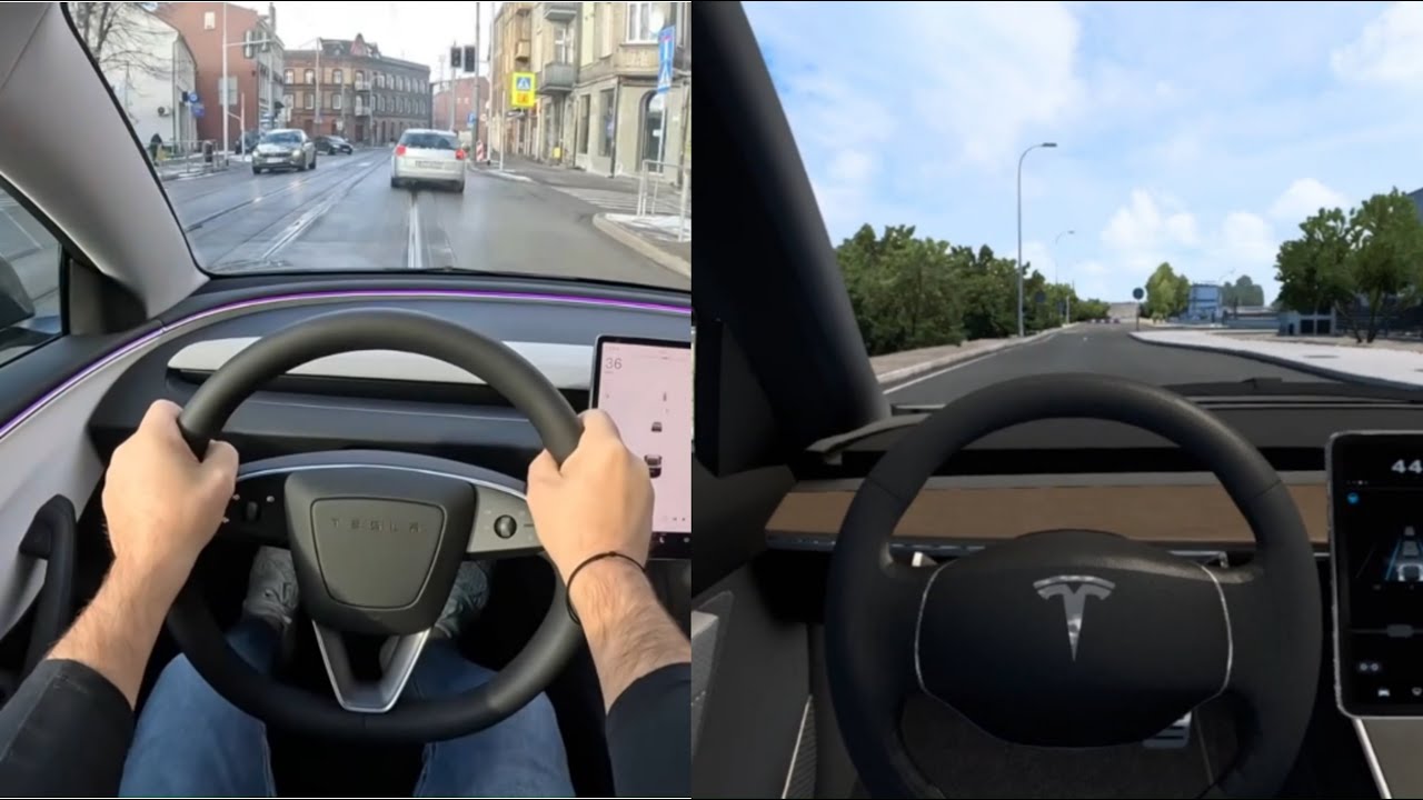 Tesla Model 3 Real Life vs Tesla Model 3 Simulation Game | POV Test ...