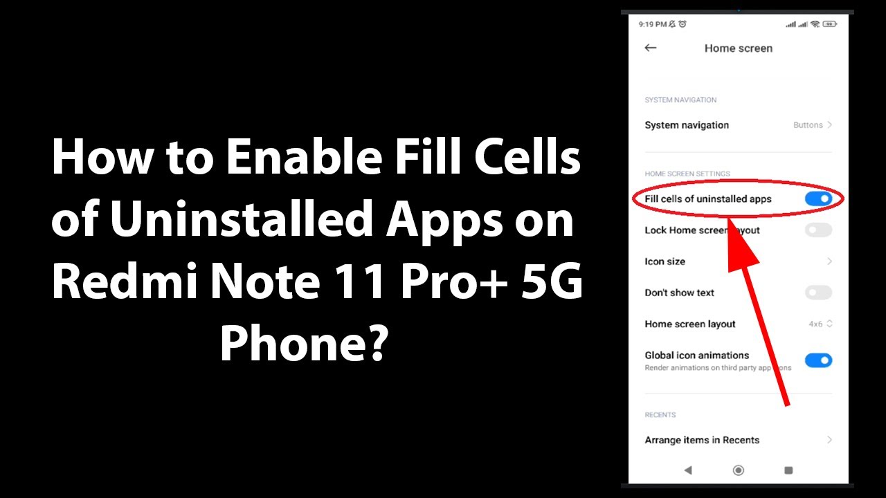 How to Enable Fill Cells of Uninstalled Apps on Redmi Note 11 Pro+ 5G ...