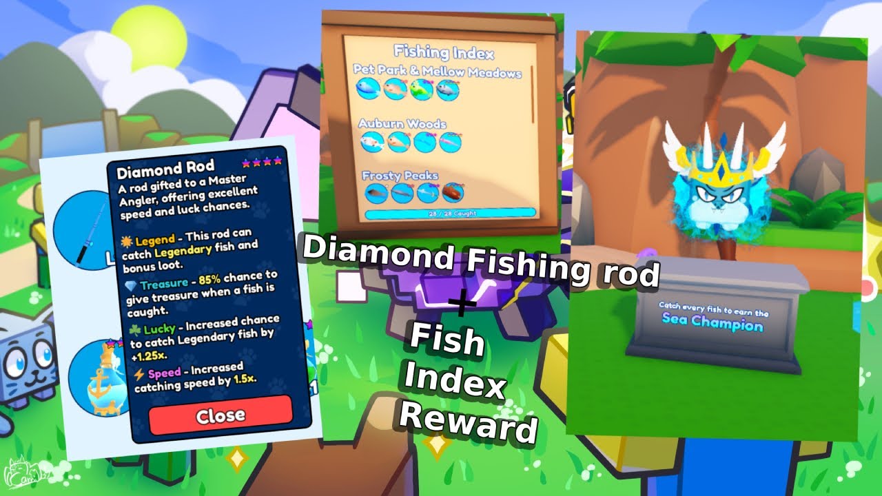 GETTING DIAMOND FISHING ROD + 100% FISH INDEX IN Roblox Pet Catchers ...