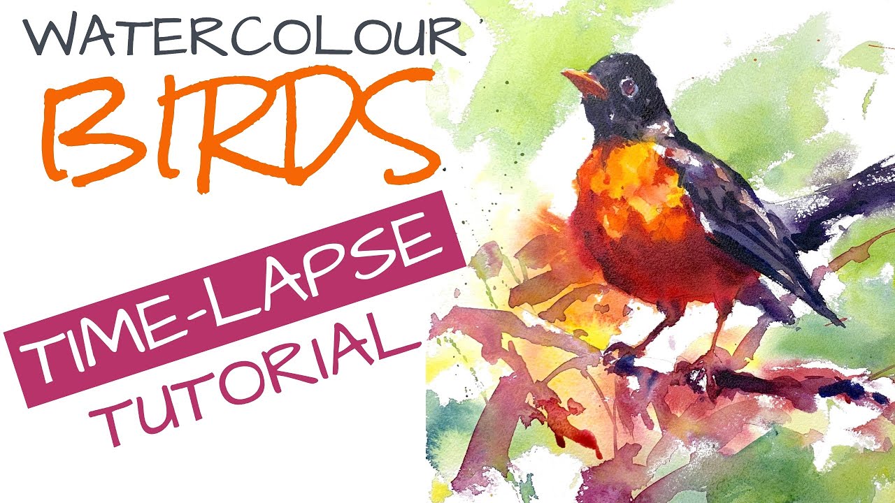 WATERCOLOUR bird time-lapse TUTORIAL - YouTube