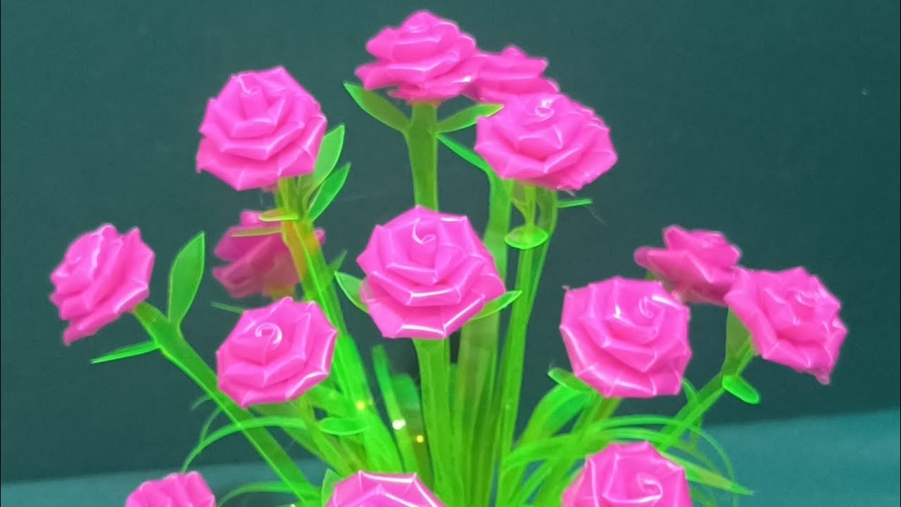 diy rose flower updated version recycled bottle & drinking straw ...