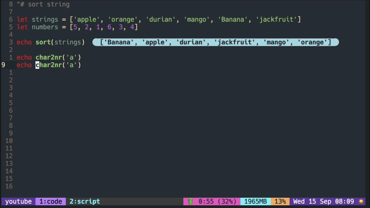 Vimscript Tutorial List Sorting Youtube