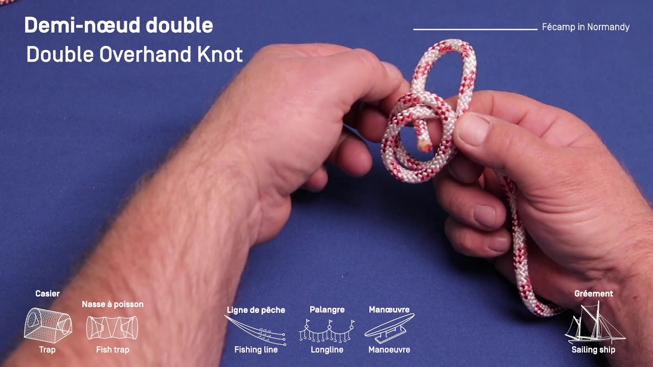 demi noeud double/ double overhand knot - YouTube