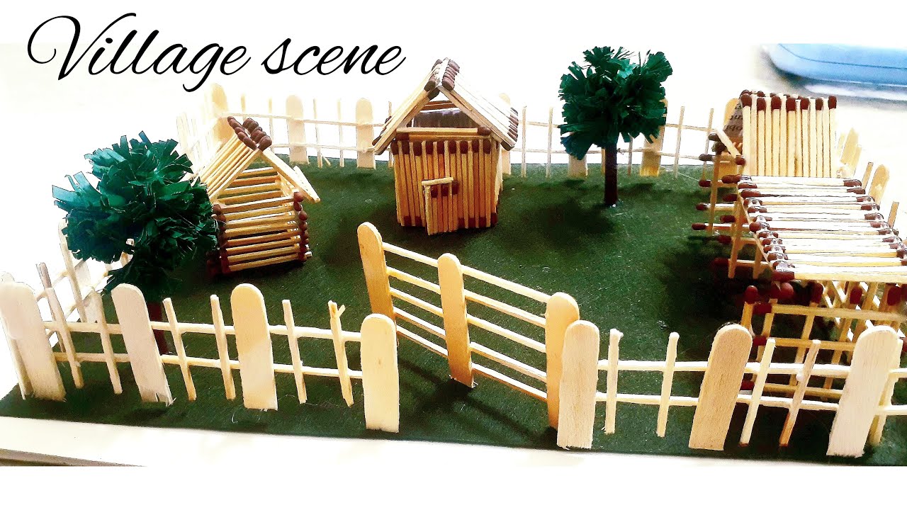 How to Make village Scene For School Projects | Using Match Stick - YouTube