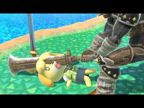 Isabelle gets hit by every final smash