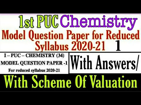 1st PUC CHEMISTRY Reduced Syllabus Model Question Paper-1.2021 With ...
