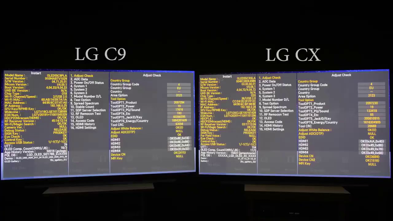 Сравнение TV LG CX vs C9 HDTV test на русском языке - чипсет, HDMI ...