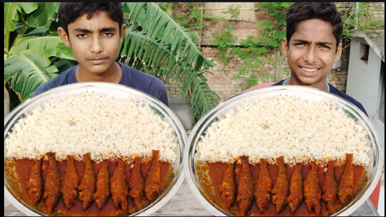 Brother VS Brother Eating Competition Fish Fry Curry With Rice | Eating ...