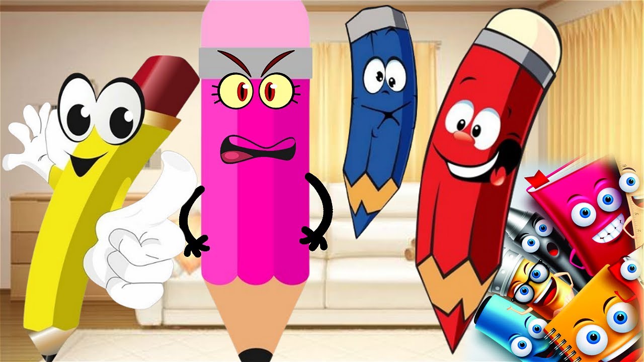 Five little crayons jumping on the bed | crayons song | learn colors ...