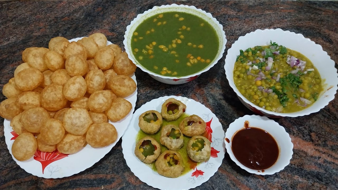 Pani Puri aur Ragda Recipe || पानी पूरी और रगड़ा || Street food ...