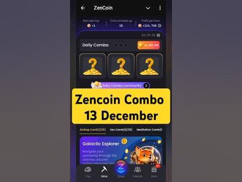 Zen coin daily combo Today 13 December | Zen coin combo cards #zencoin #combo - YouTube