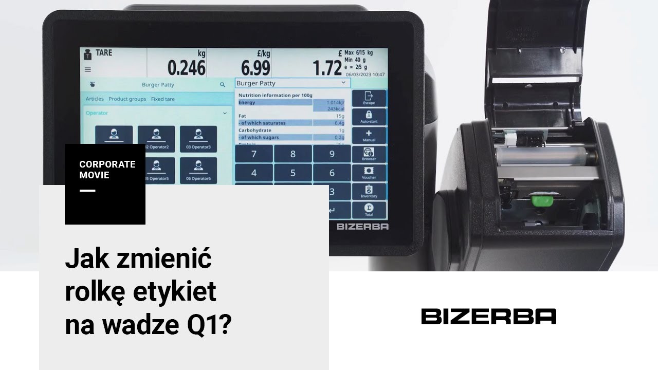 Waga Bizerba Q1: zmiana rolki etykiet - YouTube