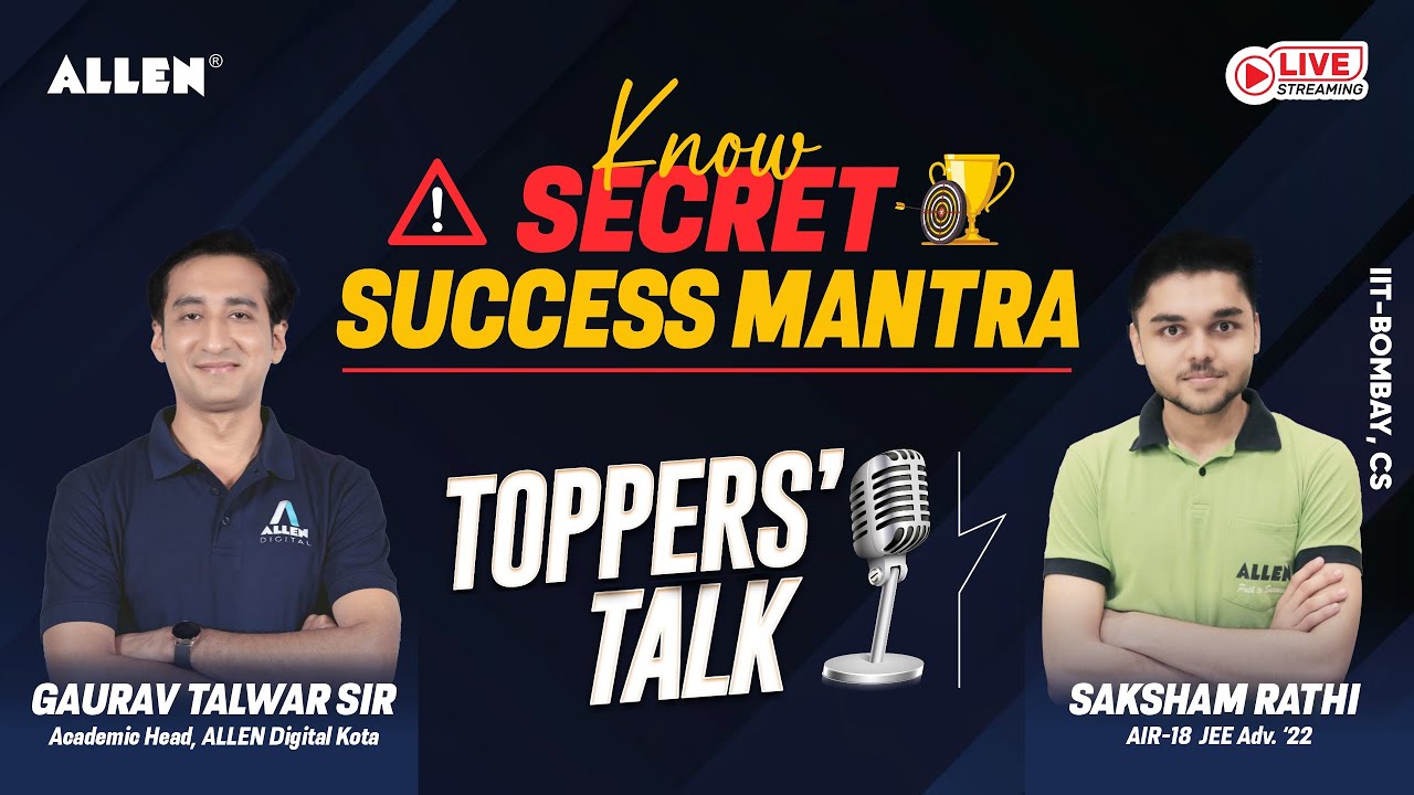 💫 Know Secret Success Mantra of Saksham Rathi (AIR 18, JEE Adv. 2022 ...