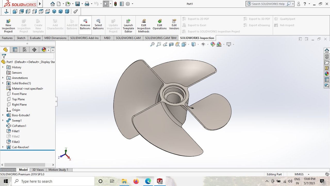 SOLIDWORKS FAN BLADE TUTORIAL - YouTube