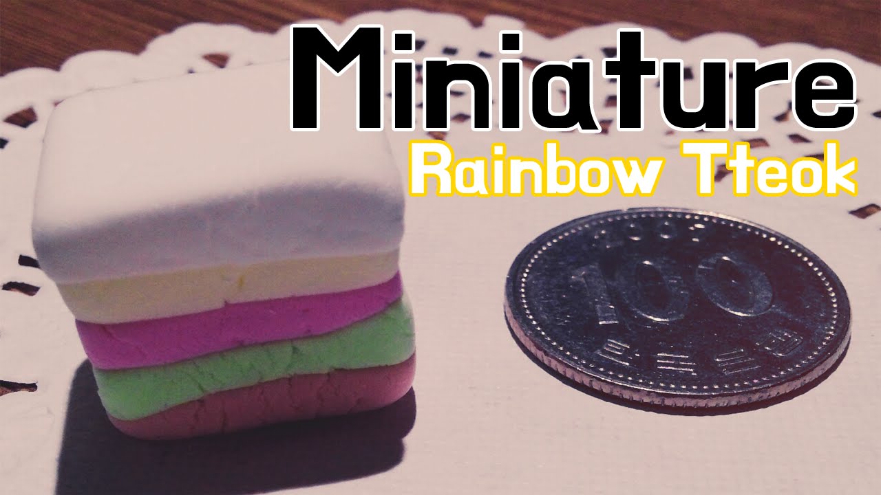 미니어쳐 무지개떡 만들기 (천사점토) * Miniature Rainbow Tteok Tutorial (Angel Clay ...