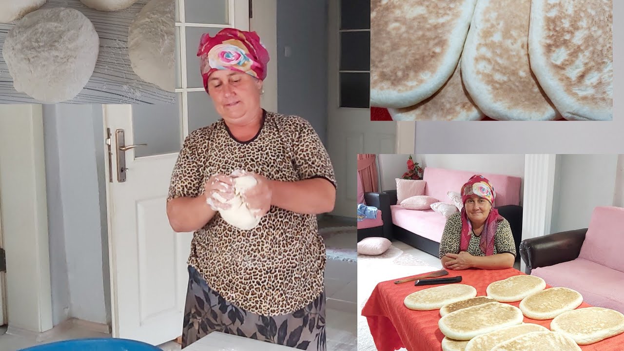 köy ekmeği bazlama nasıl yapılır bizdeki adi Serme ekmegi #bazlama # ...