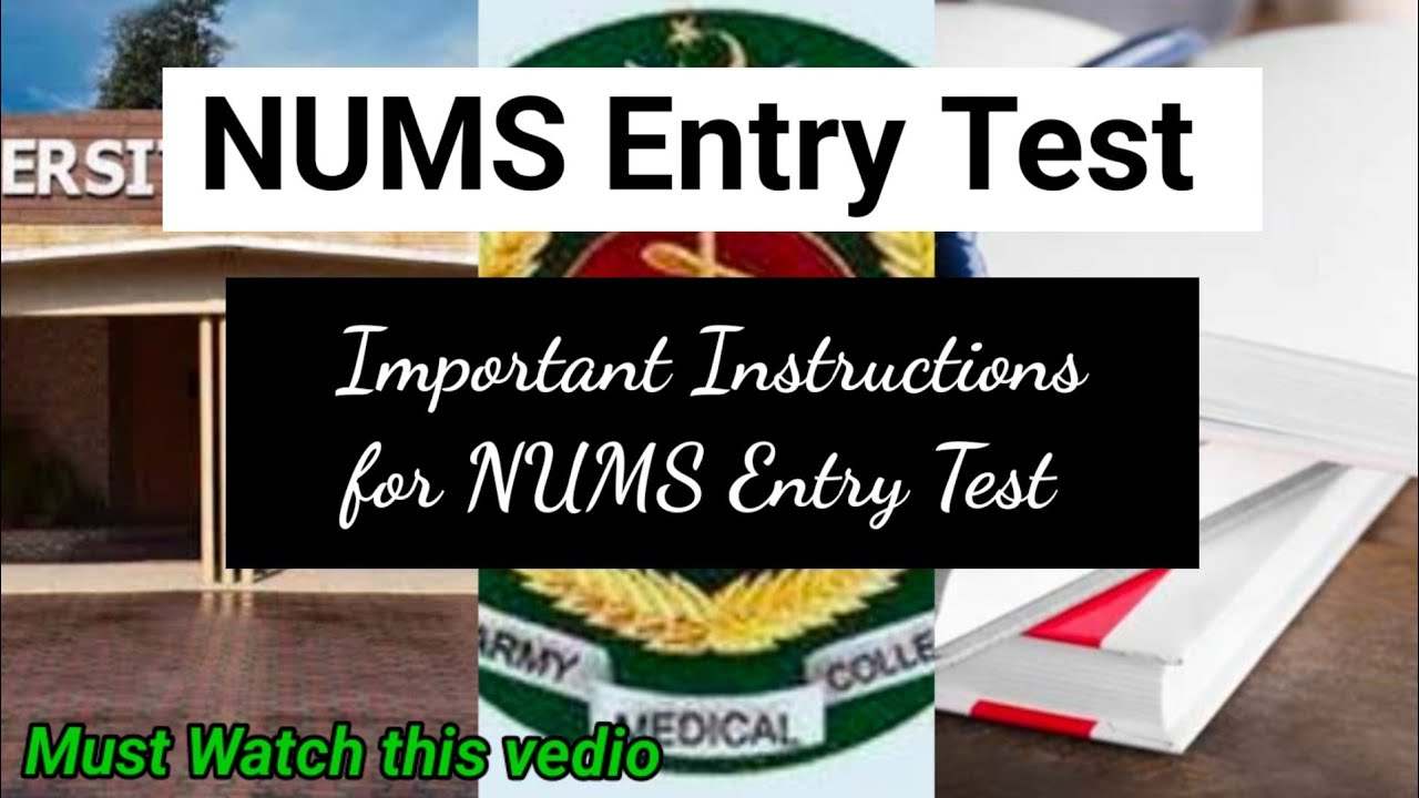 NUMS Entry Test Important Instructions , Guidelines regarding Admit ...