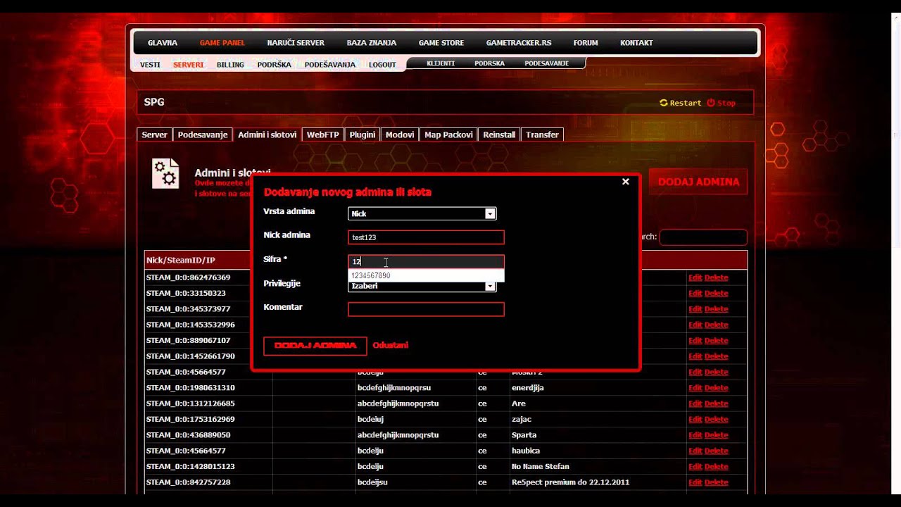 Kako dodati admina na CS 1.6 server preko KGB GPanel v2.0 - YouTube