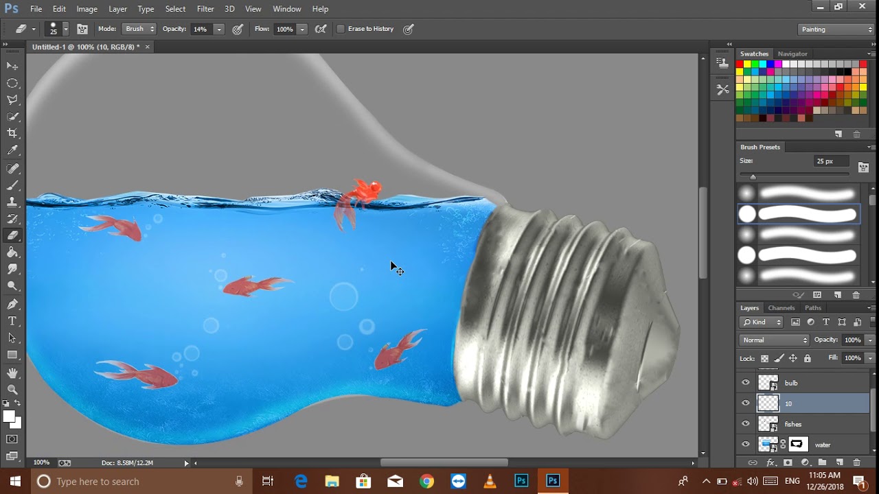 Photoshop tutorial (water in bulb). - YouTube