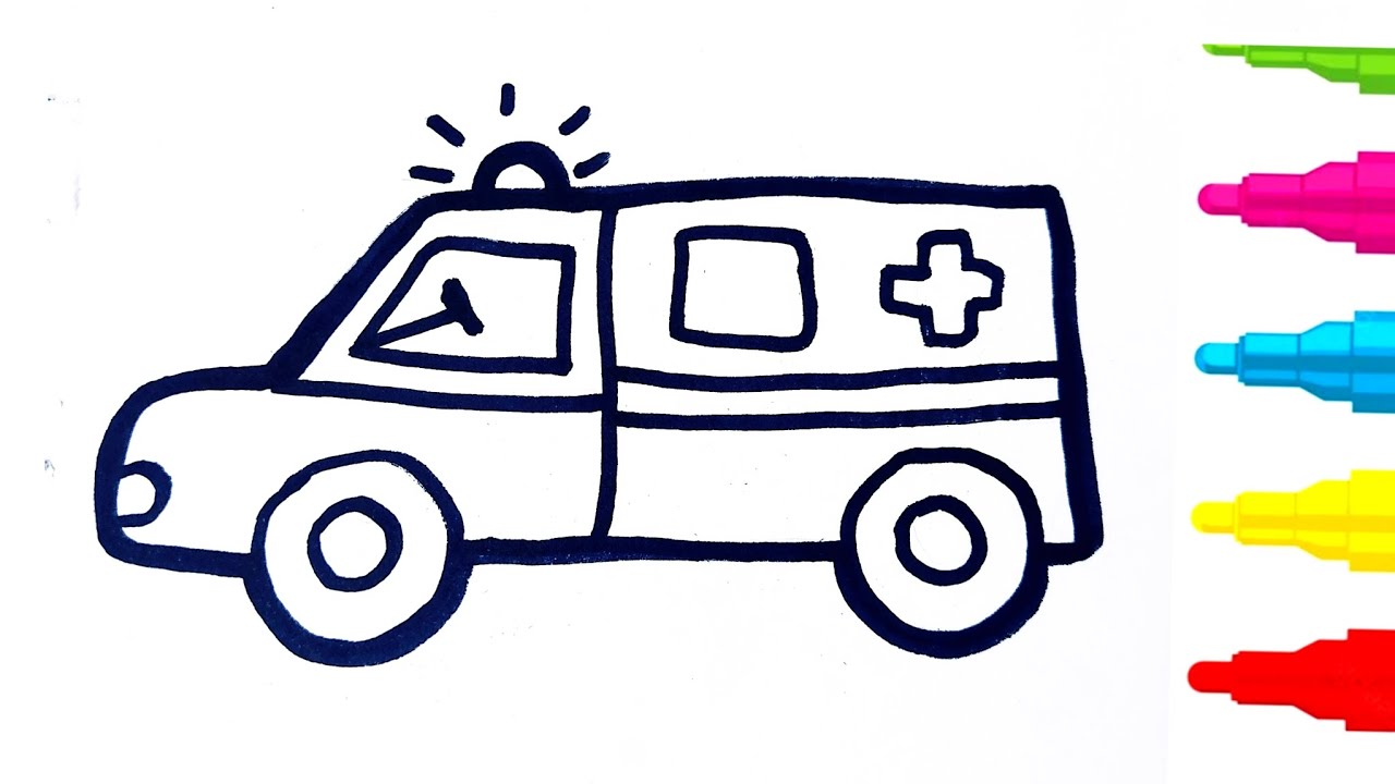 let's draw An ambulance |Ambulance drawing and coloring for kids|step ...