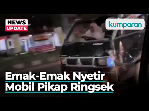 Viral Emak-Emak Pakai Mukena Nyetir Mobil Pikap Ringsek Tanpa Kaca Depan