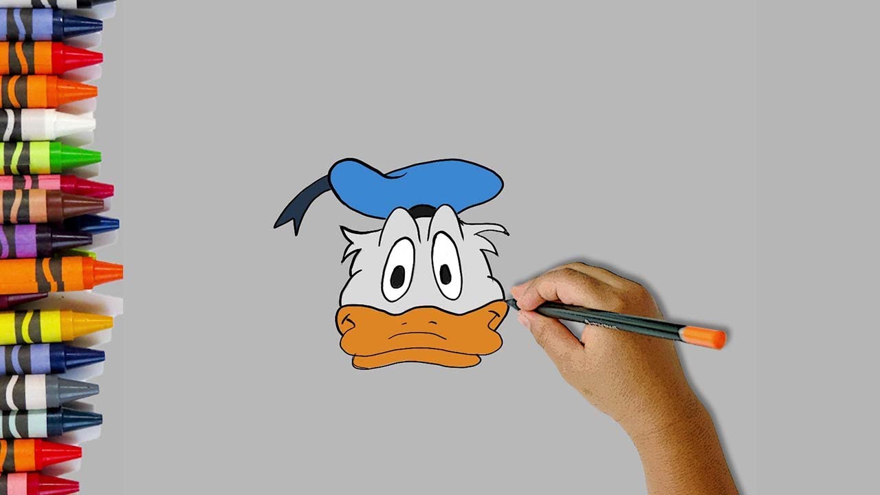 Donald Duck Drawing & Colouring for Kids! How to Draw a Donald Duck ...