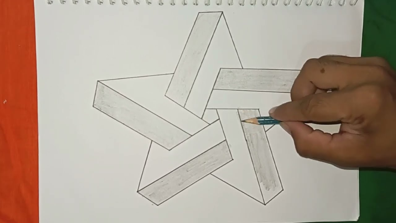 Easy way to draw a impossible 3d star | 3d star drawing | impossible 3d ...