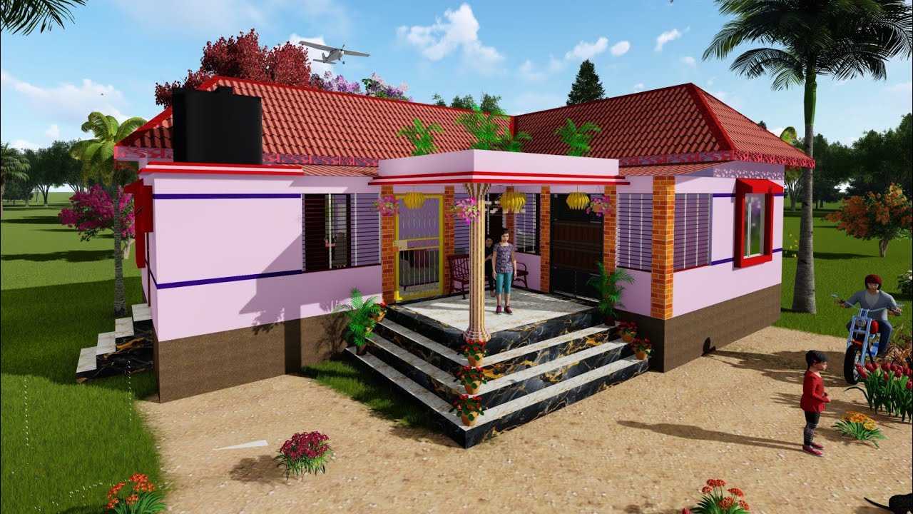 4 Bedroom Tin House Design | 4 Room Tin Shead Bricks House | L-আকৃতি ৪ ...