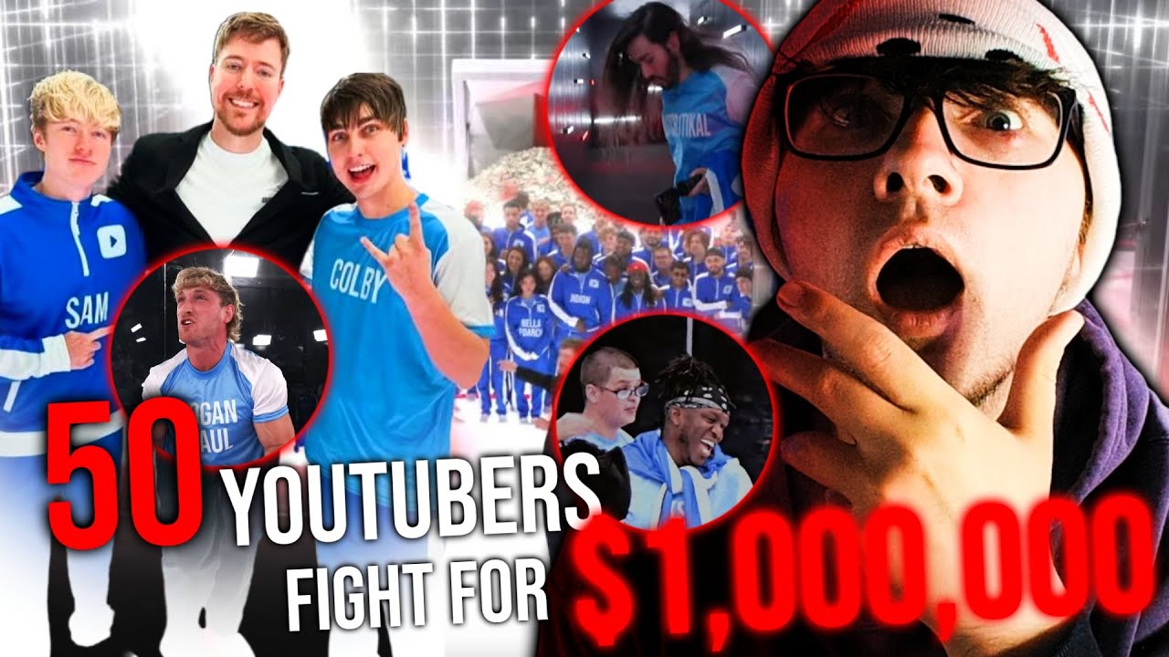 Reacting to 50 YouTubers Fight For $1,000,000 by @MrBeast | Come On ...