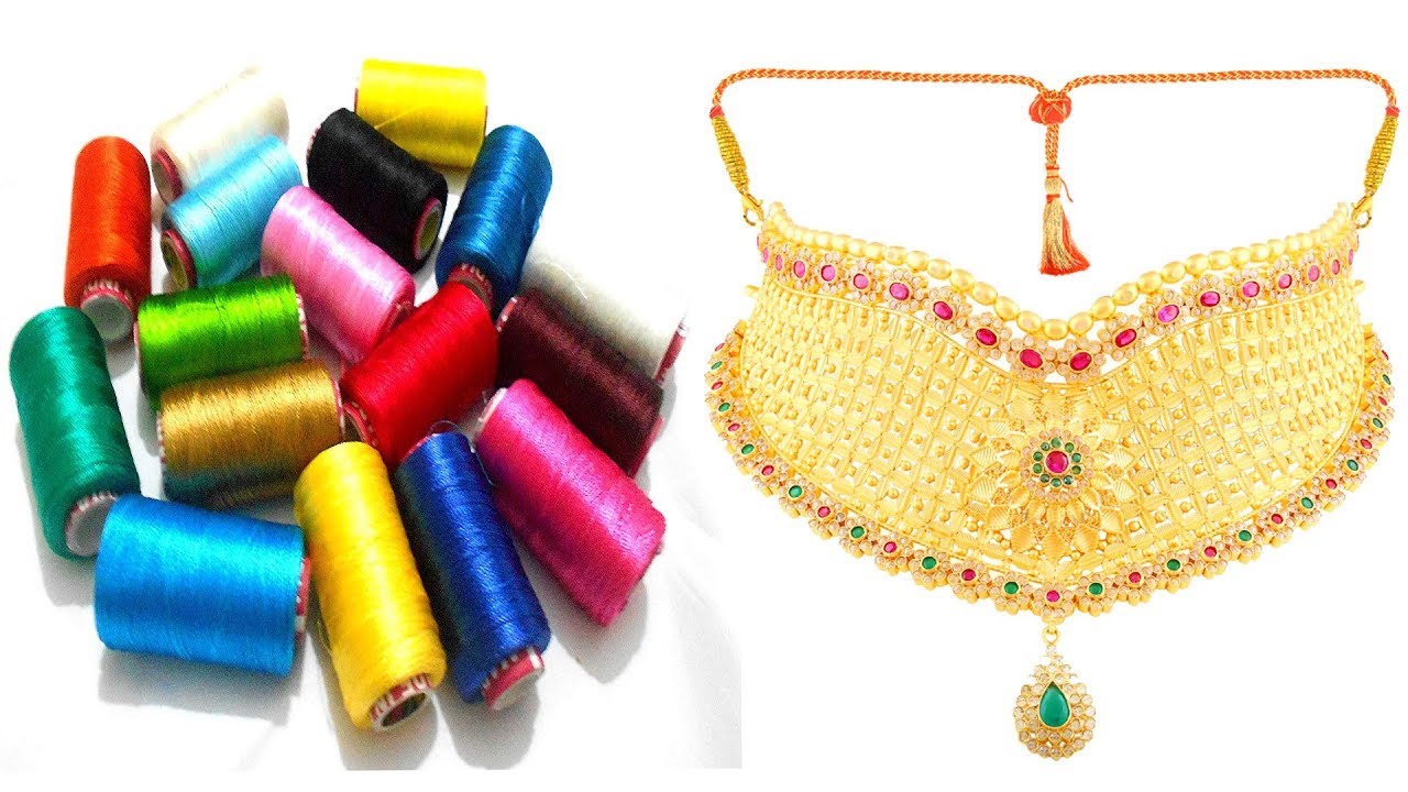 silk thread necklace how to make || silk thread jewellery making || Art ...