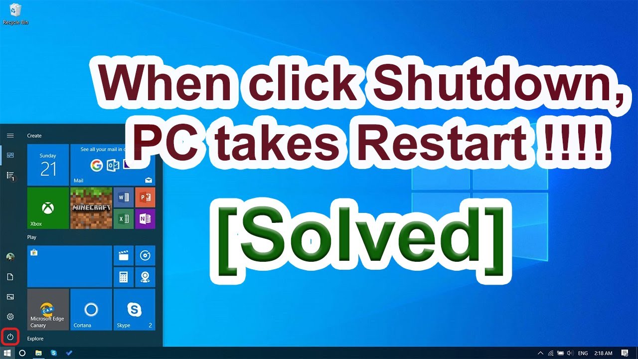 When click Shutdown , Pc takes restart- Computer shutdown problem - YouTube
