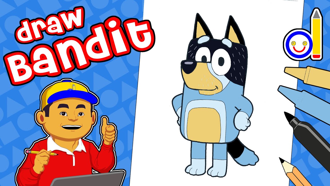 How to Draw Bluey ‘s Bandit · Drawing How-to for Kids and Growing ...