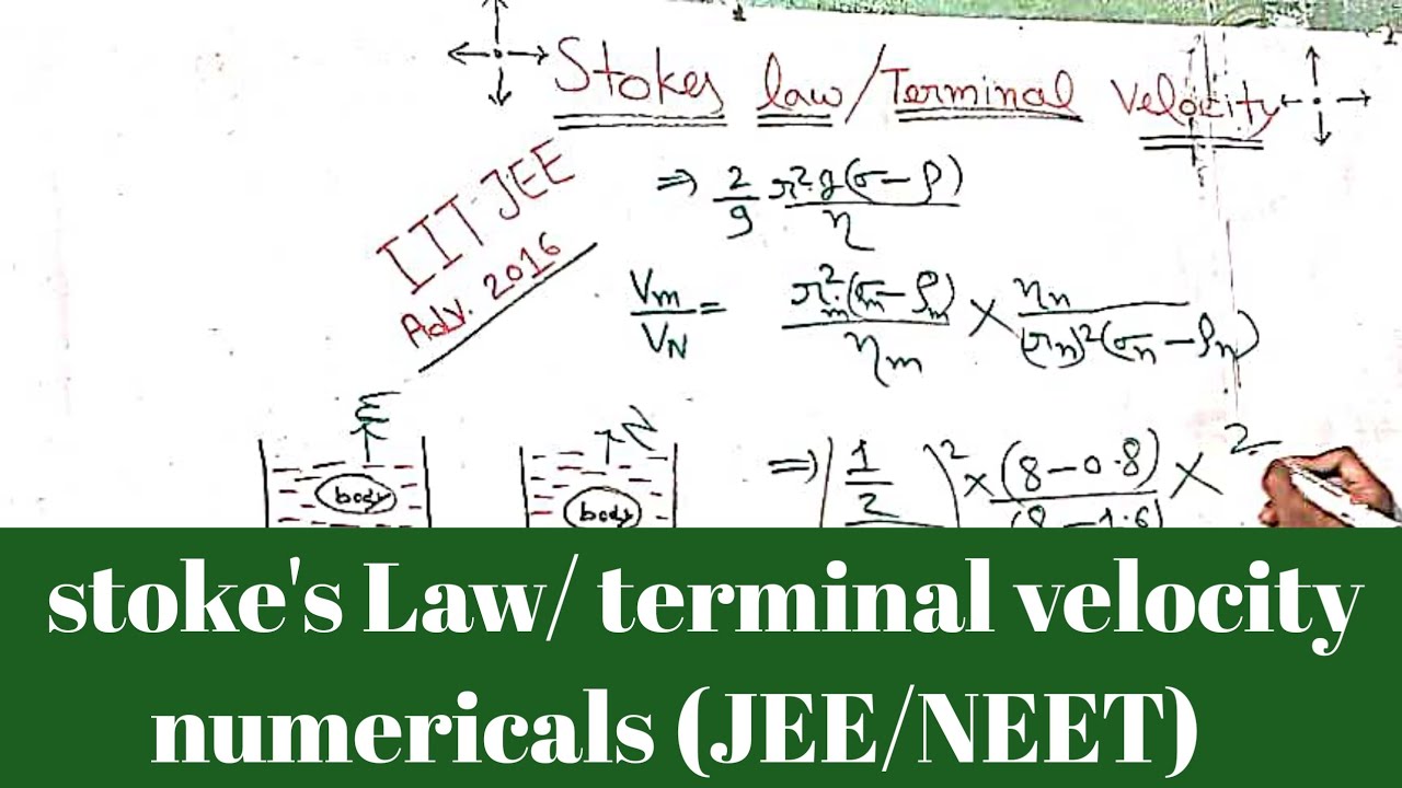 stoke's law | terminal velocity/numericals || class 11 /JEE|NEET ...