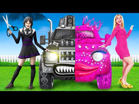 PEMBE ARABA SİYAH ARABA MEYDAN OKUMASI || Müthiş Araba Dönüşümü! Komik Durumlar 123 GO! TRENDS