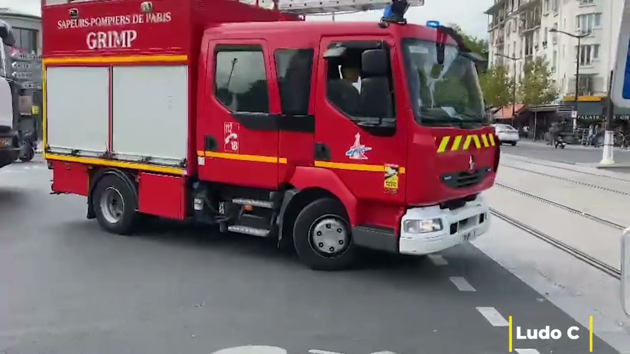 Pompiers de PARIS GRIMP EN URGENCE Paris Fire Dept responding - YouTube
