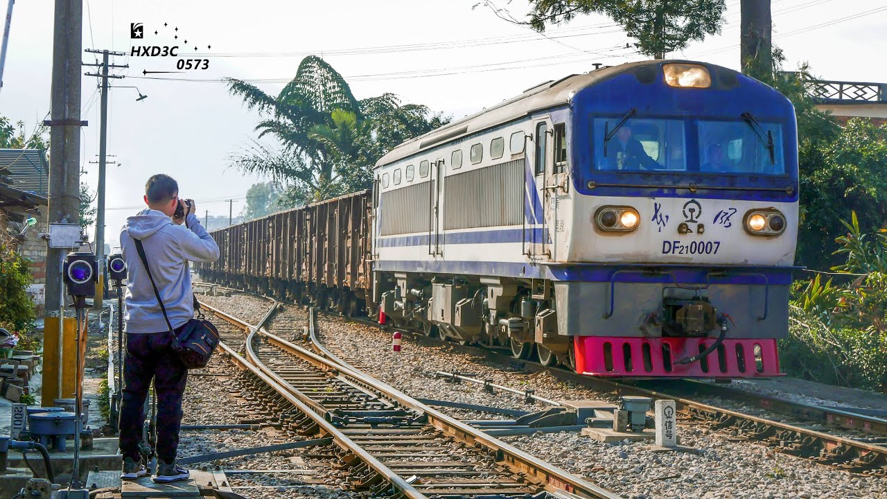 meter gauge trains（1000mm） at Caoba station,Yunnan-Vietnam Railway ...
