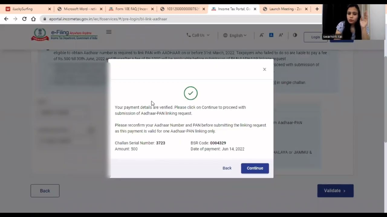 How to link Aadhar and PAN linking after payment of fees? - YouTube