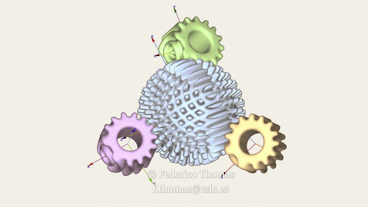 Simulation of a spherical gear - YouTube