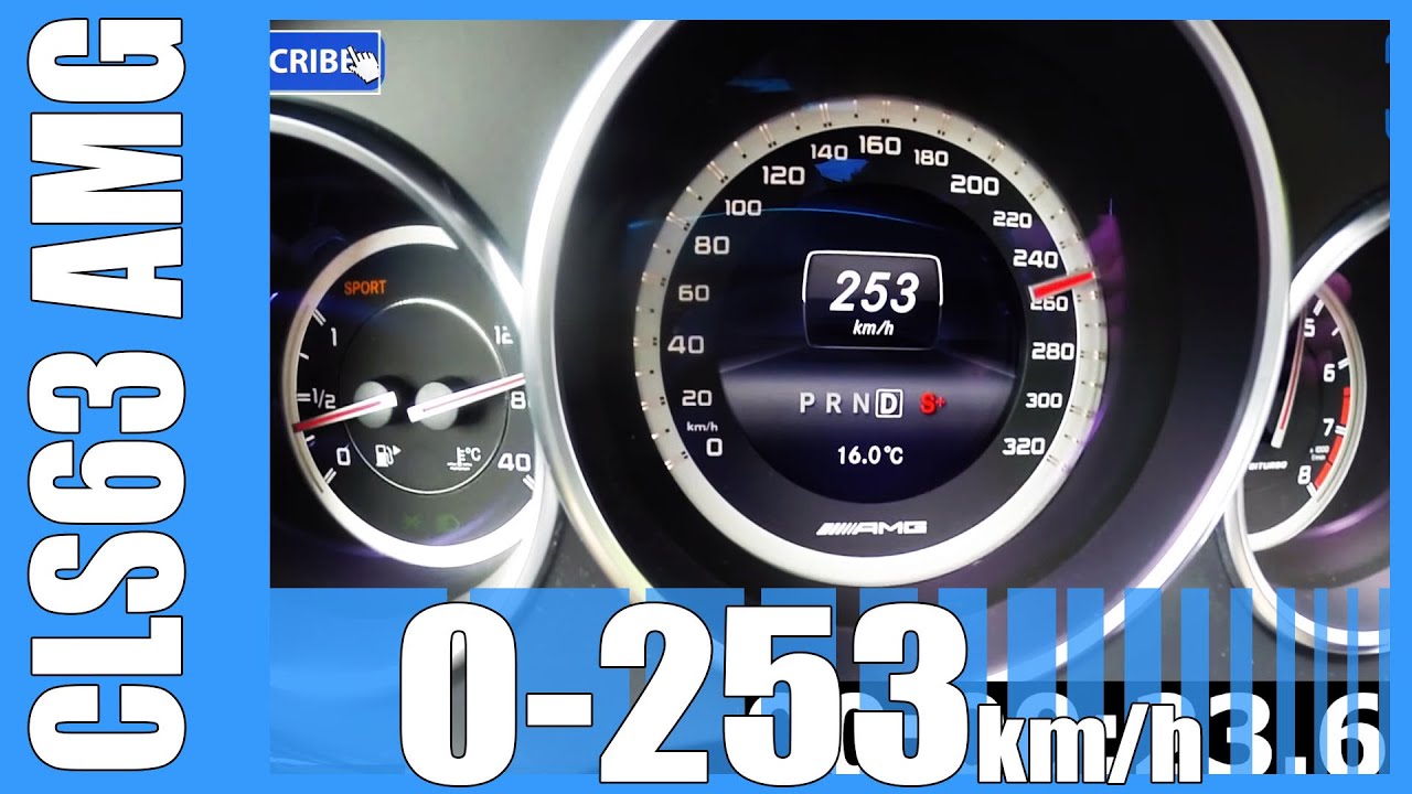 558 HP Mercedes Benz CLS 63 AMG 0-253 km/h Launch Control Acceleration ...