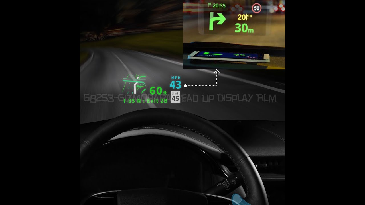GB253-Gizmobaba Head Up Car Windscreen Display Film - YouTube