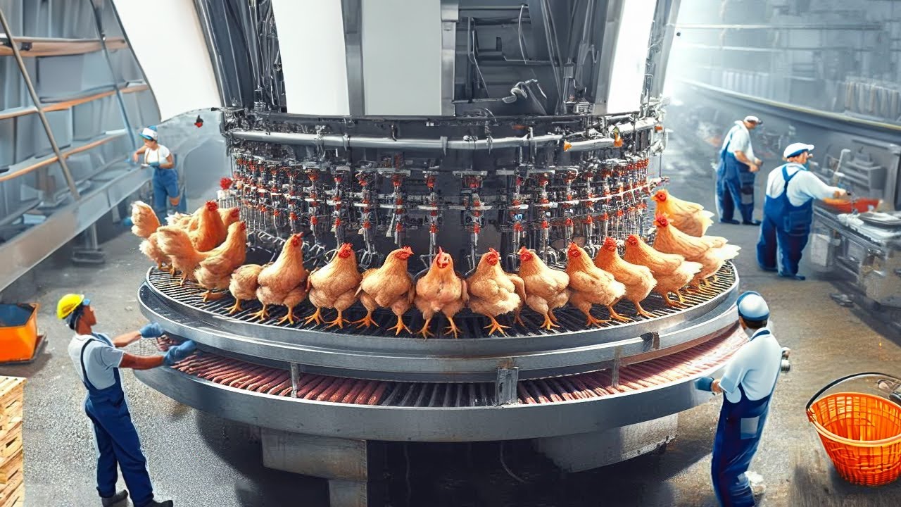 This is how the largest chicken factory works! The machine that ...