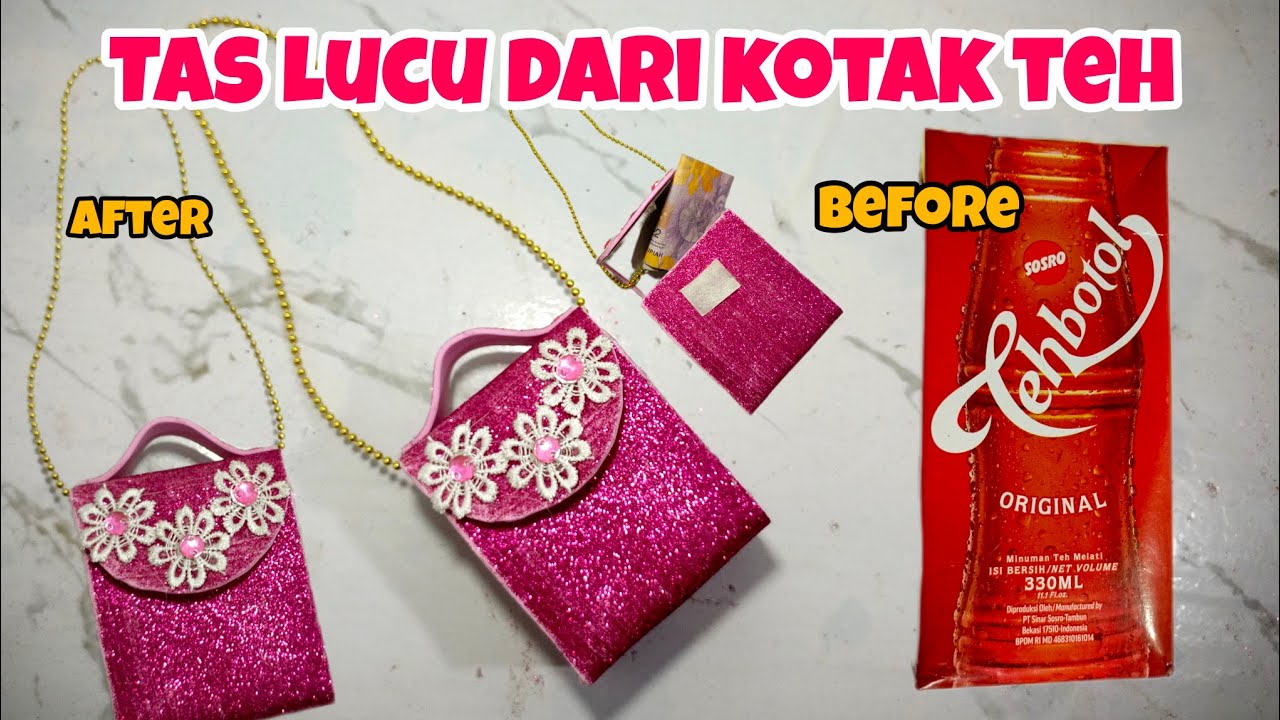 CARA MEMBUAT TAS SIMPLE DARI KOTAK MINUMAN - YouTube