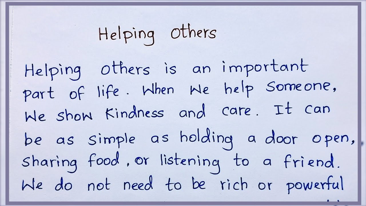How to write an essay about helping others ? | Helping others | Nifty's ...