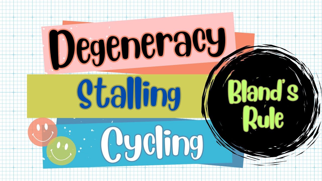 Degeneracy in LPP l Stalling l Cycling l Bland's Rule l Simplex Method ...