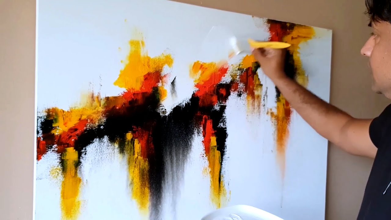 Large Abstract Painting / Easy Acrylic Painting Technique / Step By ...