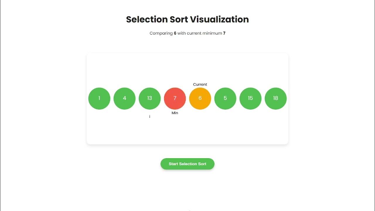 Selection Sort Visualization - Example 3 - YouTube